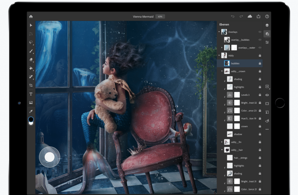 Adobe Photoshop mit Dunkelmodus am Mac und Objektauswahl am iPad ...