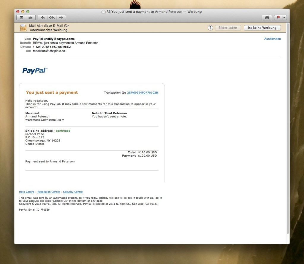 Neue PayPal-Phishing-Mails im Umlauf - Macnotes.de